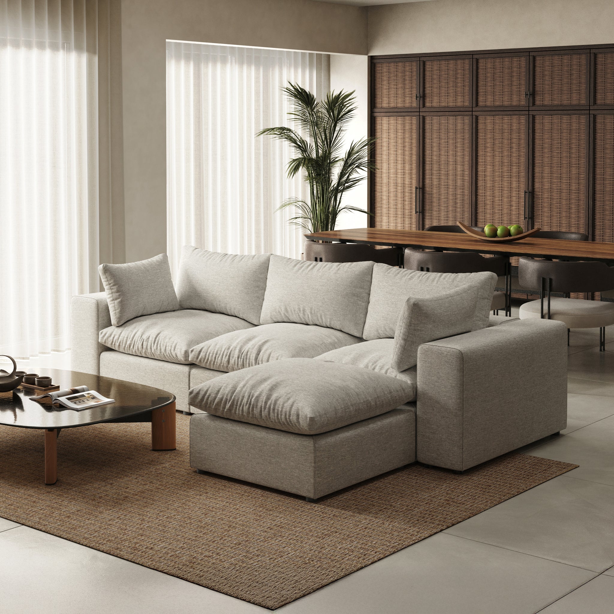 Node 2.0 Sofa | 3 Seater Sofa (9 feet) with Ottoman