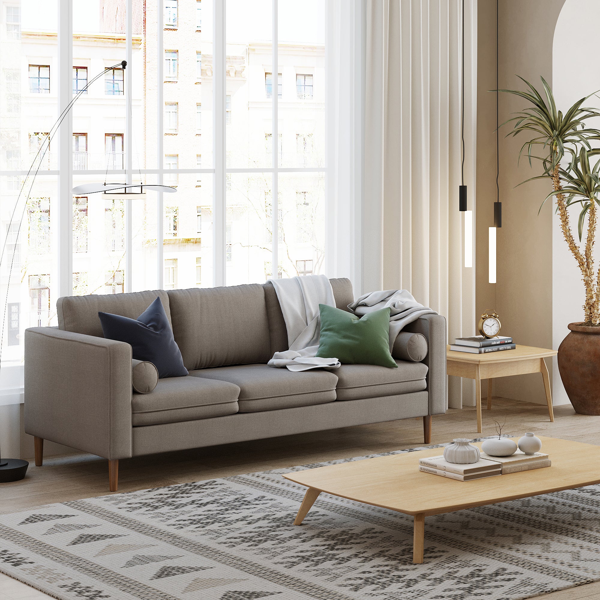 Palo Sofa - 3 Seater Fabric Sofa | Wood Legs | Pelican Essentials