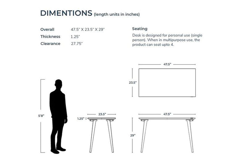 Takeshi Desk (4x2 feet) - White Oak Surface Study Table
